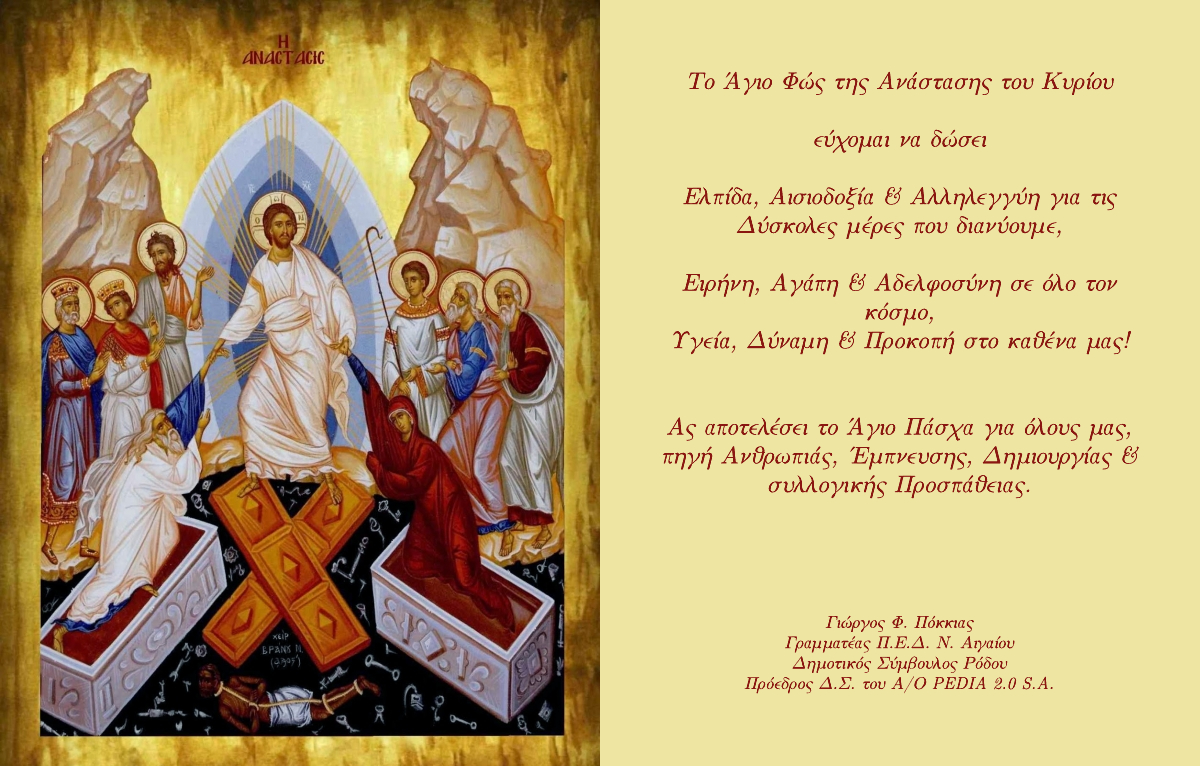 ΠΑΣΧΑΛΙΝΕΣ ΕΥΧΕΣ ΓΡΑΜΜΑΤΕΑ ΠΕΔ Ν. ΑΙΓΑΙΟΥ - HalkidikiPost
